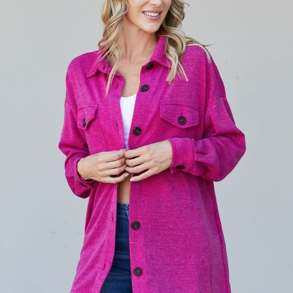 Zenana Outfitters | Jackets & Coats | Zenana Full Size Jacquard Shacket ...